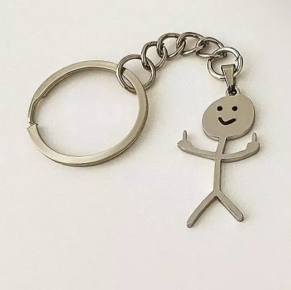 Hand Crafted | Accessories | Middle Finger Stickman Keychain Funny ...